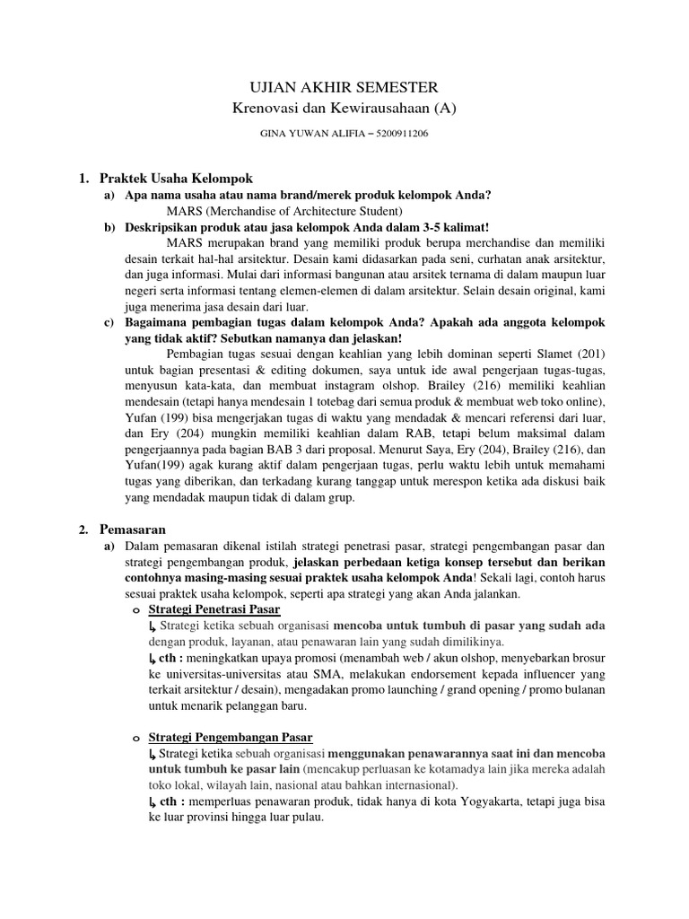 Business Plan Kwu | PDF | Seni