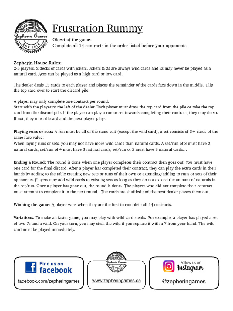 Frustration Rummy Game Rules | PDF | Sports & Recreation