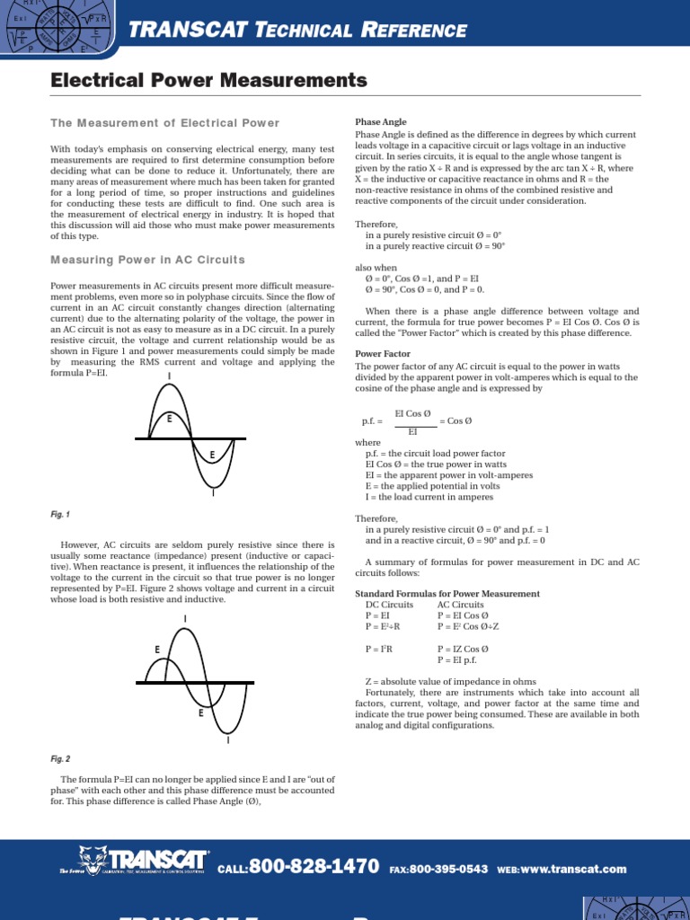 Electrical Power Measurement | PDF | Ac Power | Electrical Impedance