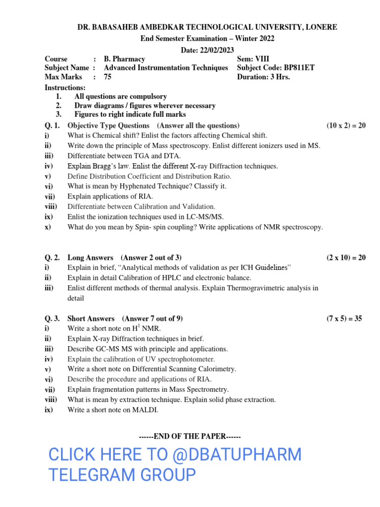 Advanced Instrumentation Techniques Winter 2022 | PDF
