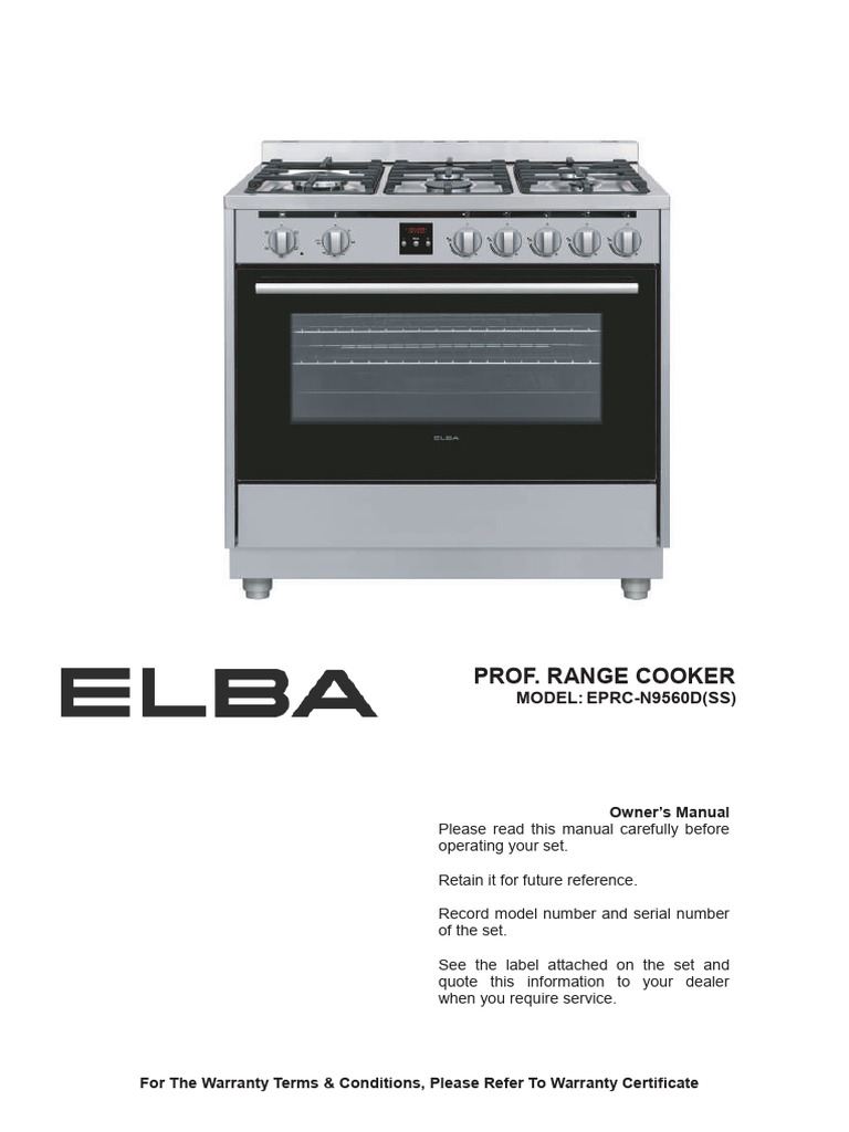 EPRC-N9560D SS User Manual | PDF | Grilling | Oven