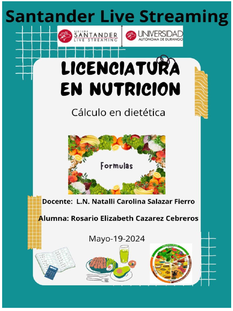 FORMULAS DE KCAL | PDF | Nutrición | Dieta y nutrición