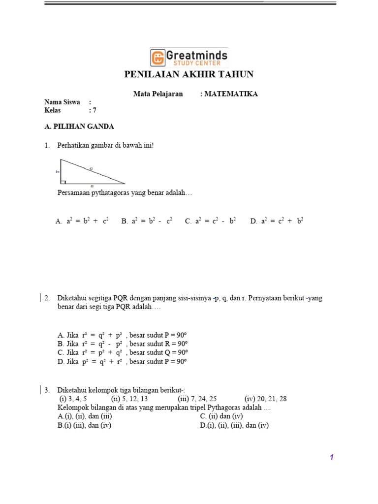 Soal PAT Kelas VIII - MTK | PDF | Metode & Bahan Ajar | Seni