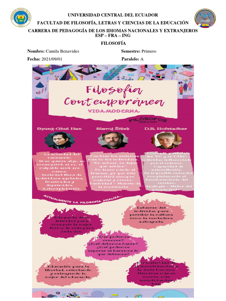 5.filosofía Contemporánea - Camila Benavides | PDF