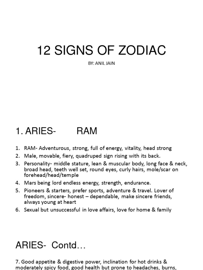 12 Signs of Zodiac | PDF
