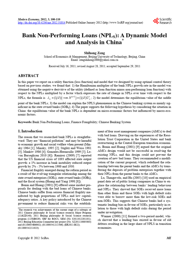 29.bank Non-Performing Loans NPLS A Dynamic Model and | PDF | Banks ...