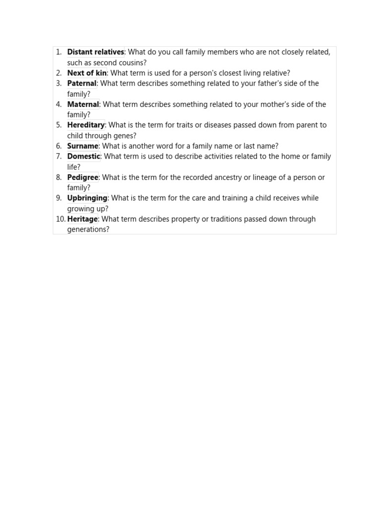 Family Relationship Terminology Guide | PDF | Science & Mathematics