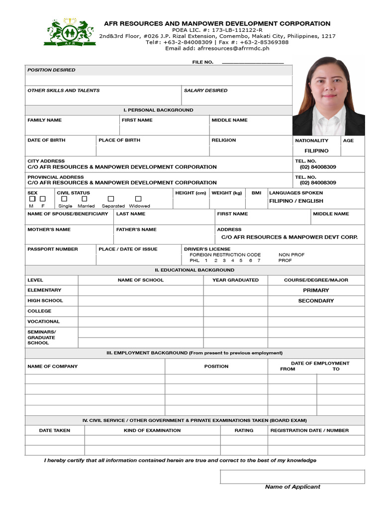 Afr Form-Comembo (19 Oct 2023) | PDF