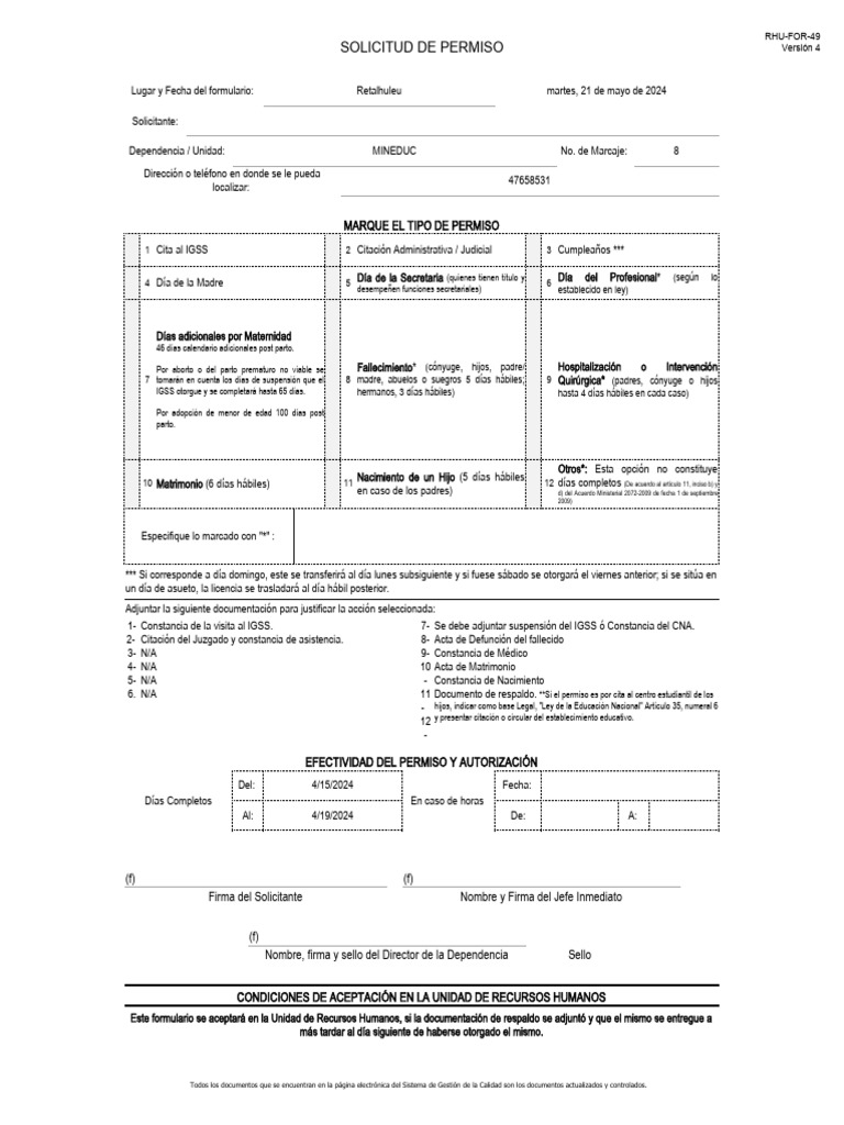 Hoja de Permisos | PDF