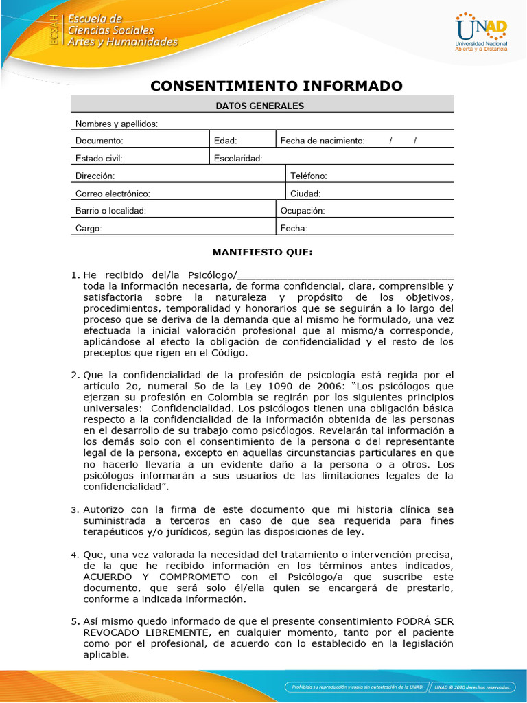 Consentimiento Informado | Descargar gratis PDF | Historial médico ...