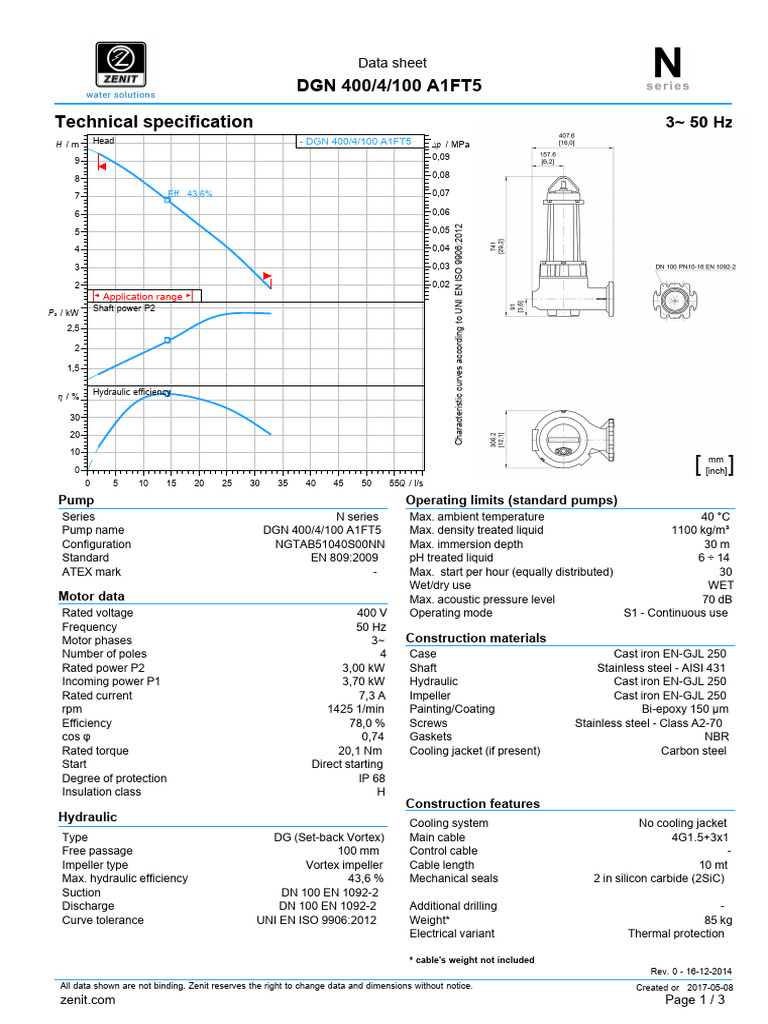 DGN 400 4 100H A1FT5 3Ph 4pole Datasheet | PDF | Pump | Building ...