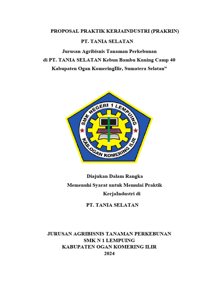 Proposal Prakrin Agribisnis di PT Tania Selatan | PDF | Bisnis | Sains ...
