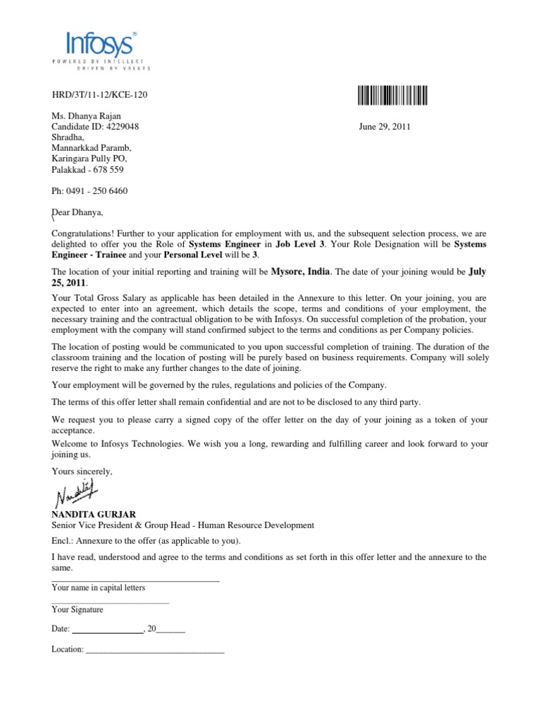 Offer Letter | Employment | Insurance