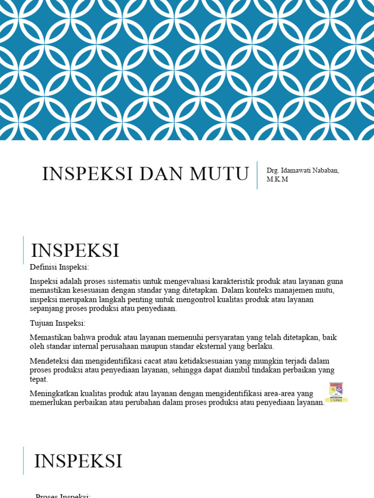 Inspeksi Dan Mutu DRG Idamawati MKM | PDF
