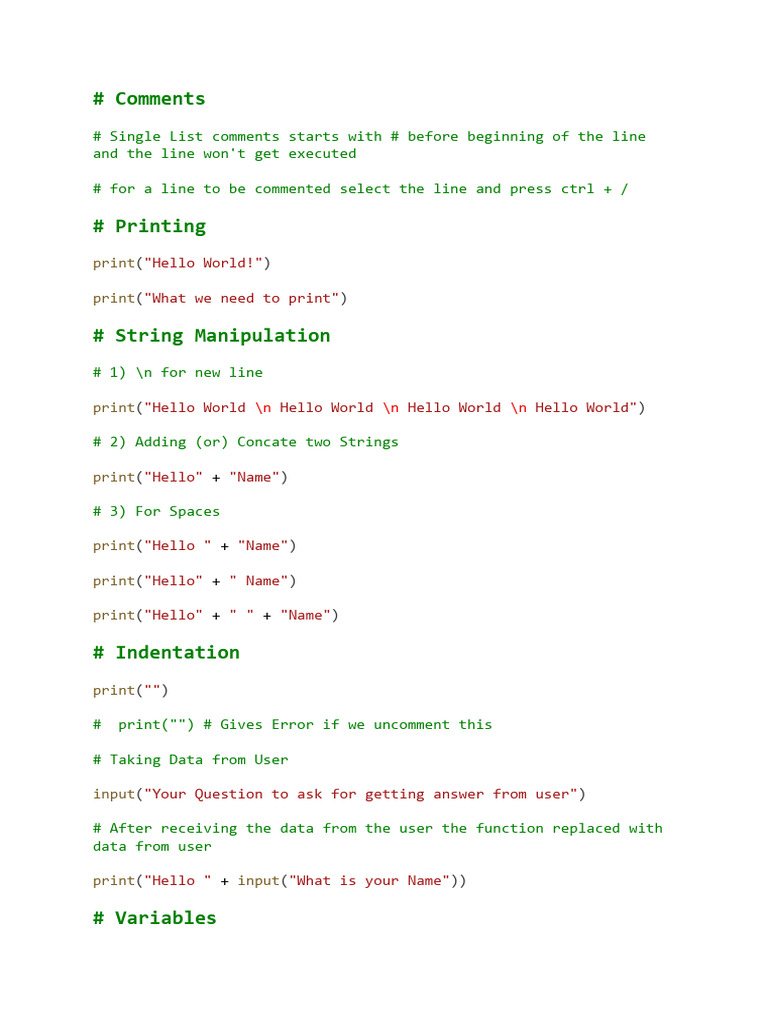 Python Basics: Comments, Strings, Input | PDF