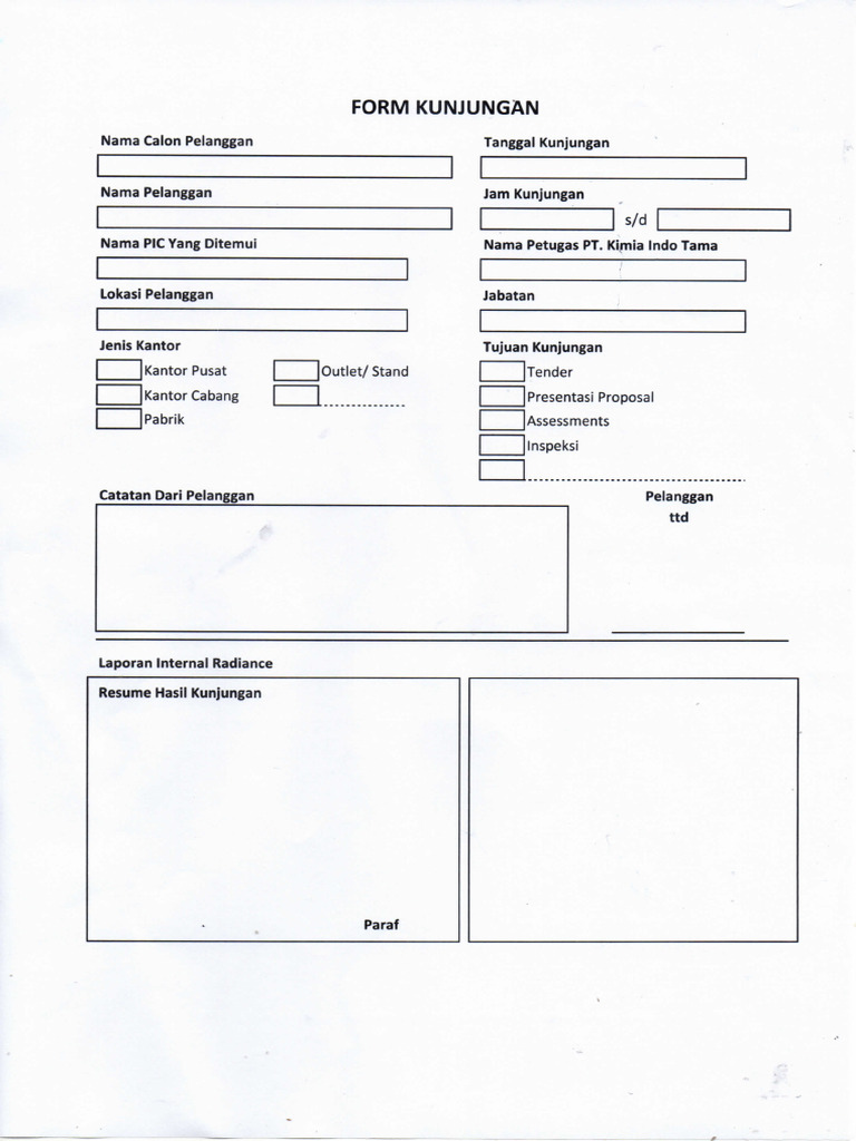 Form Kunjungan | PDF
