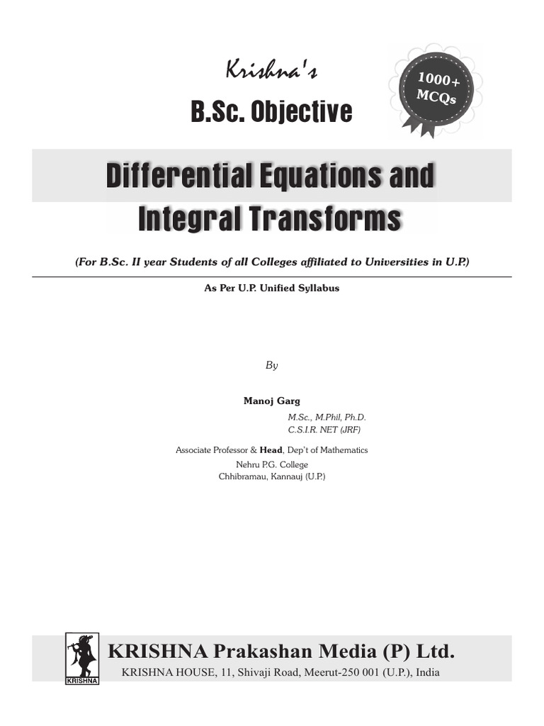 Differential Equations Objective Krishna | PDF | Partial Differential ... Differential Equations Objective Krishna | PDF | Partial Differential ...