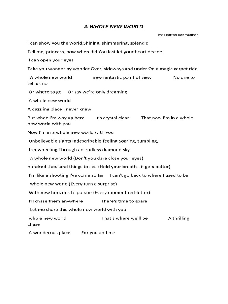 Lirik A WHOLE NEW WORLD | PDF