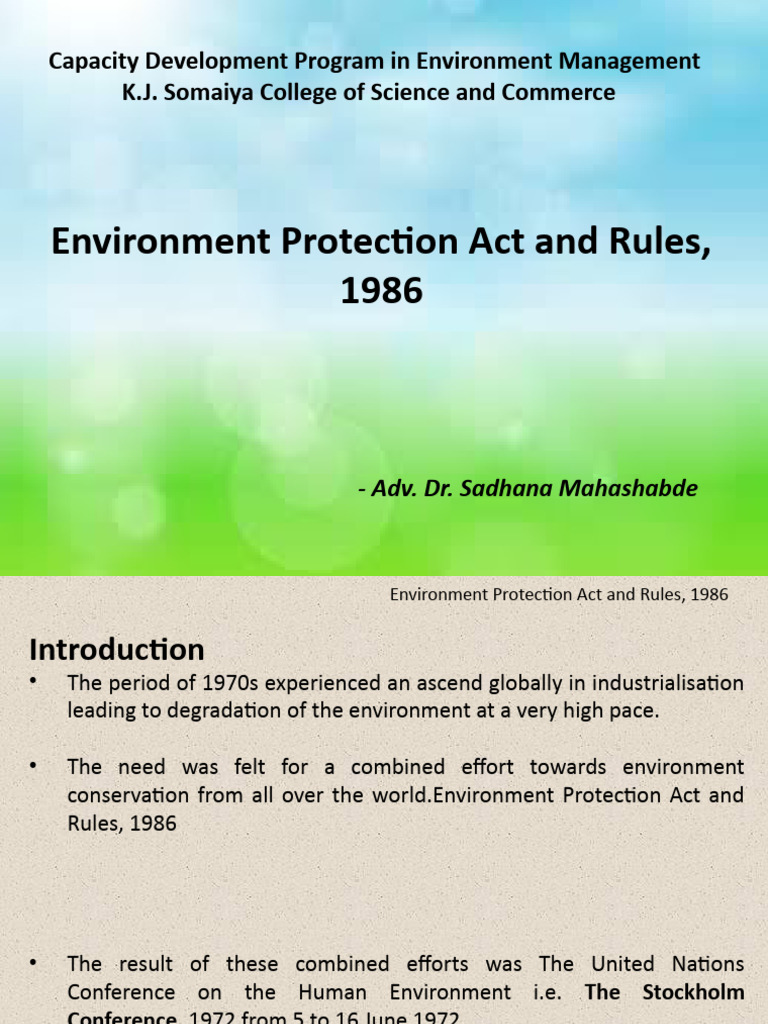 Environment Protection Act and Key Rules | Download Free PDF ...