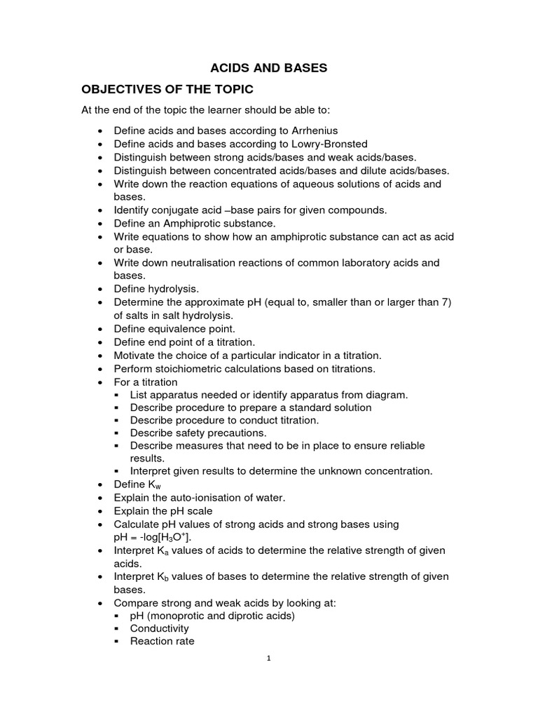 Physical Sciences Grade 12 Acid and Bases EXAMS GUIDE | PDF | Acid | Ph