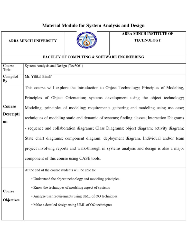 Material Module For System Analysis and Design | Download Free PDF ...