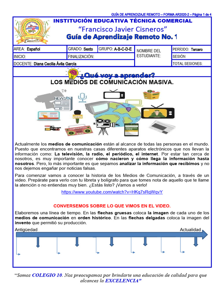 Guía de Medios de Comunicación Sexto Grado | PDF | Medios de ...