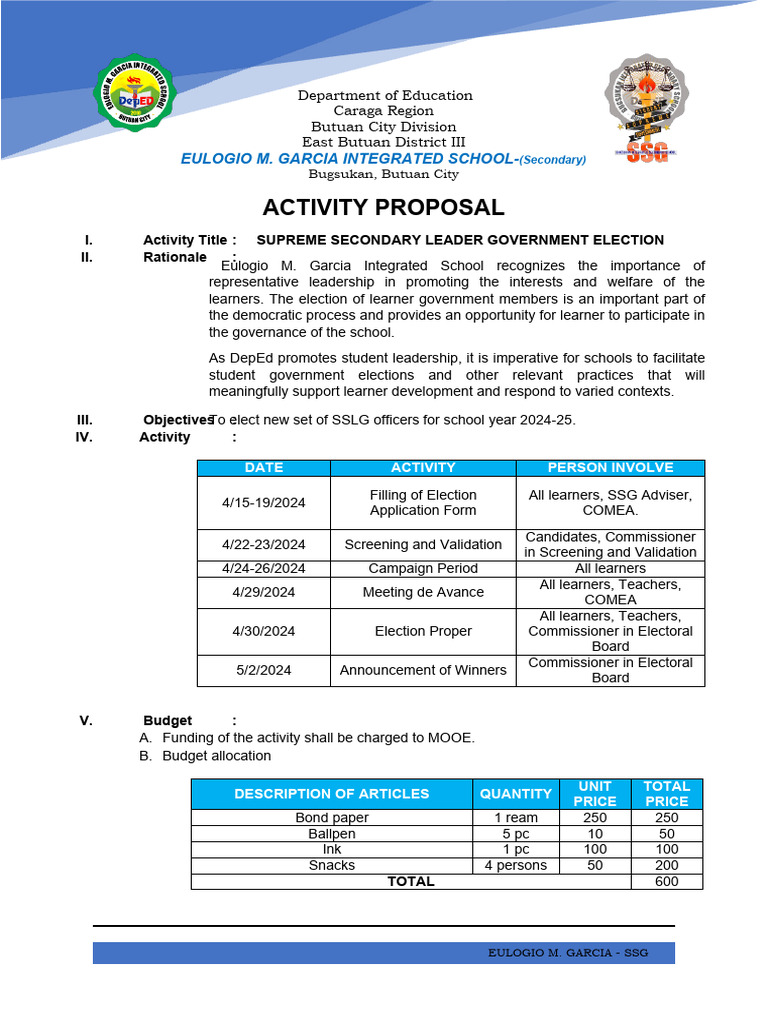 SSLG Election Proposal | PDF | Government