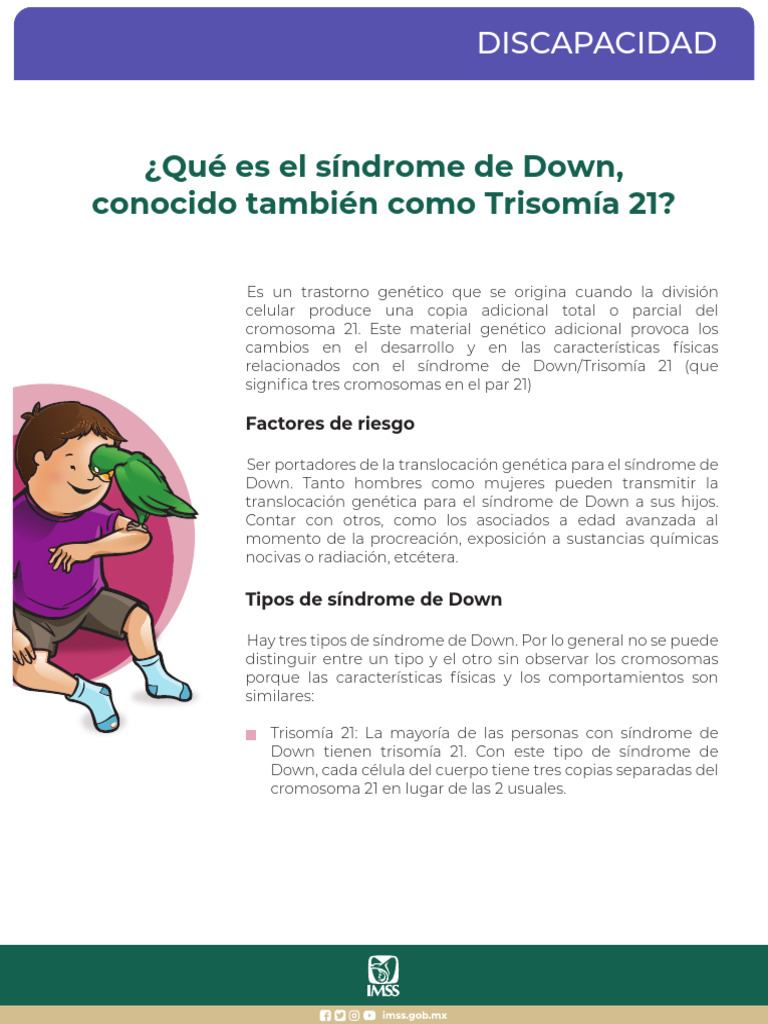 ¿Qué Es El Síndrome de Down, Conocido También Como Trisomía 21? | PDF ...