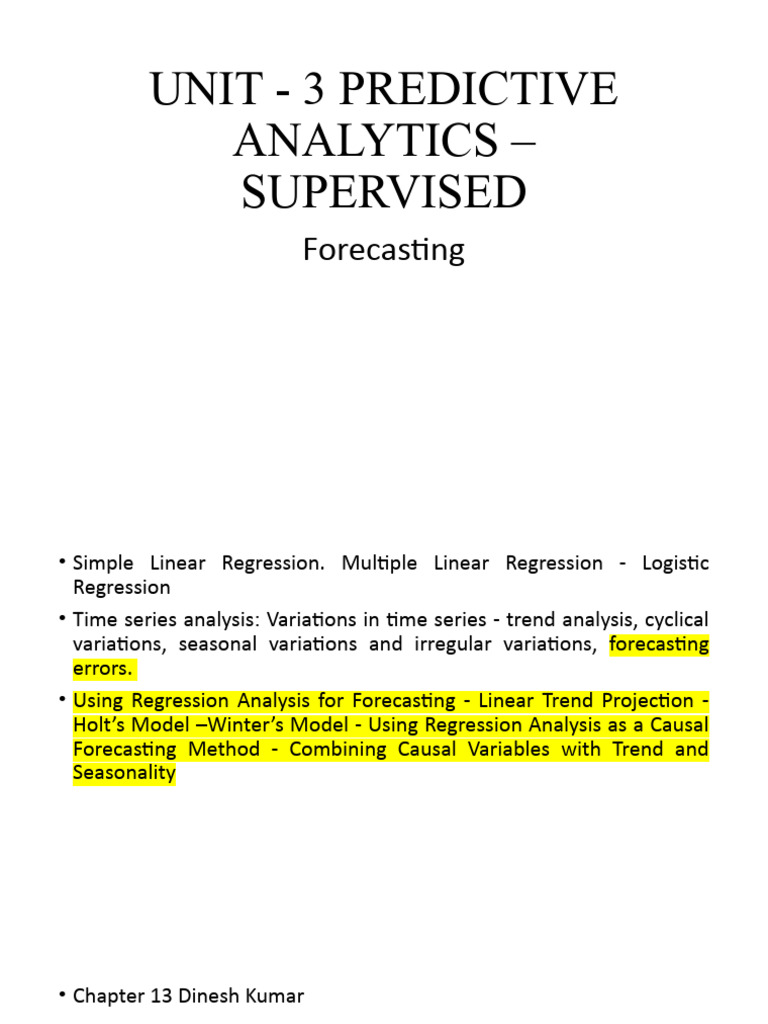 Unit 3 B Time Series Analysis | PDF | Forecasting | Seasonality