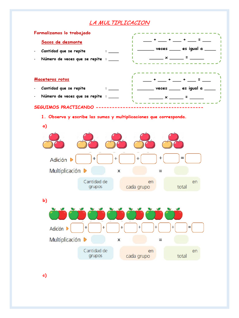+ficha Mate Mart 21 Multiplicamos A Partir de La Suma Repetida | PDF ...