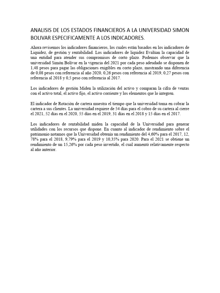 Analisis Indicadores de Los Estados Financieros | PDF | Economias