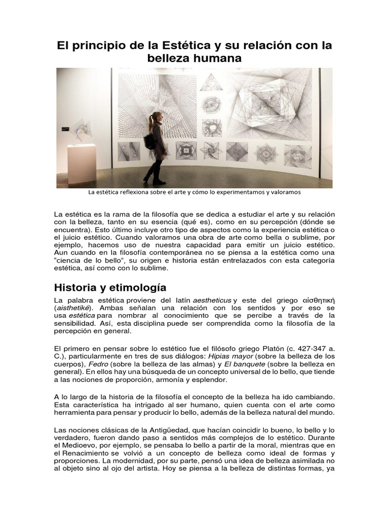 El Principio de La Estetica y Su Relacion Con La Belleza Humana 2 | PDF ...