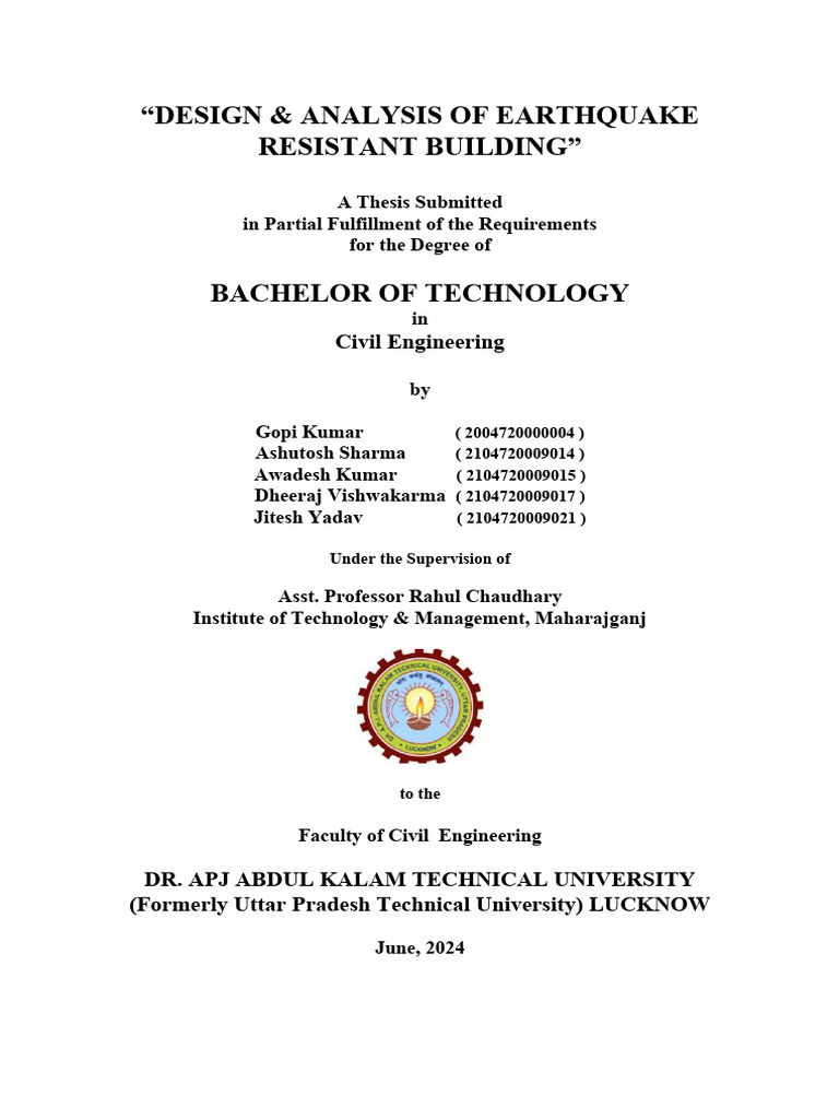 earthquake project may | PDF | Earthquake Engineering | Structural Load