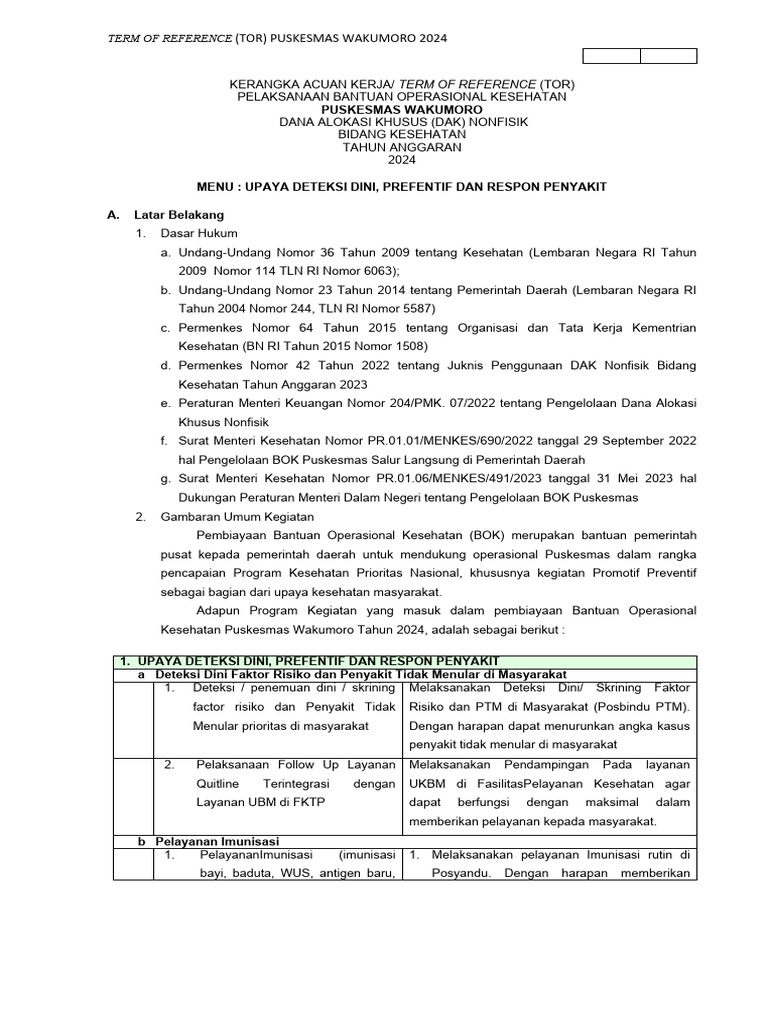 3 Tor Upaya Deteksi Dini, Prefentif Dan Respons Penyakit - 2024 | PDF | Sains & Matematika