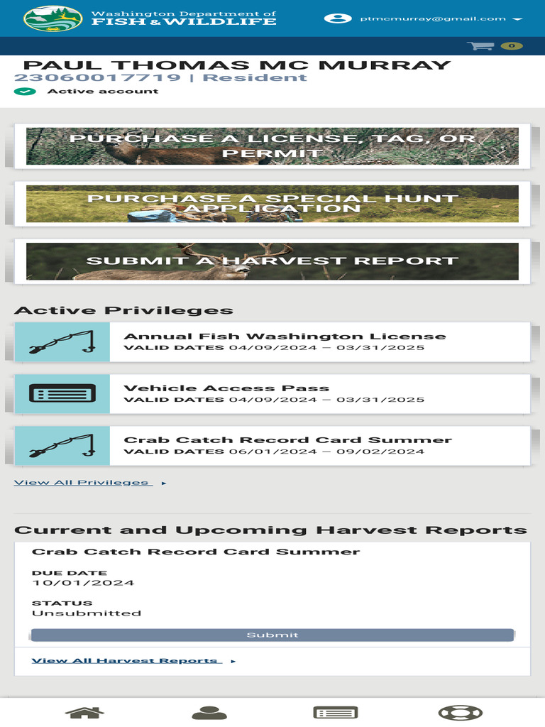 WDFW Wild System - Customer Home | PDF