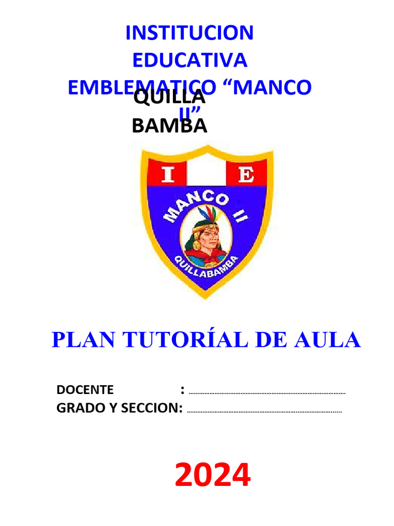 Plan Tutorial de Aula 2024 | PDF | Las emociones | Salón de clases