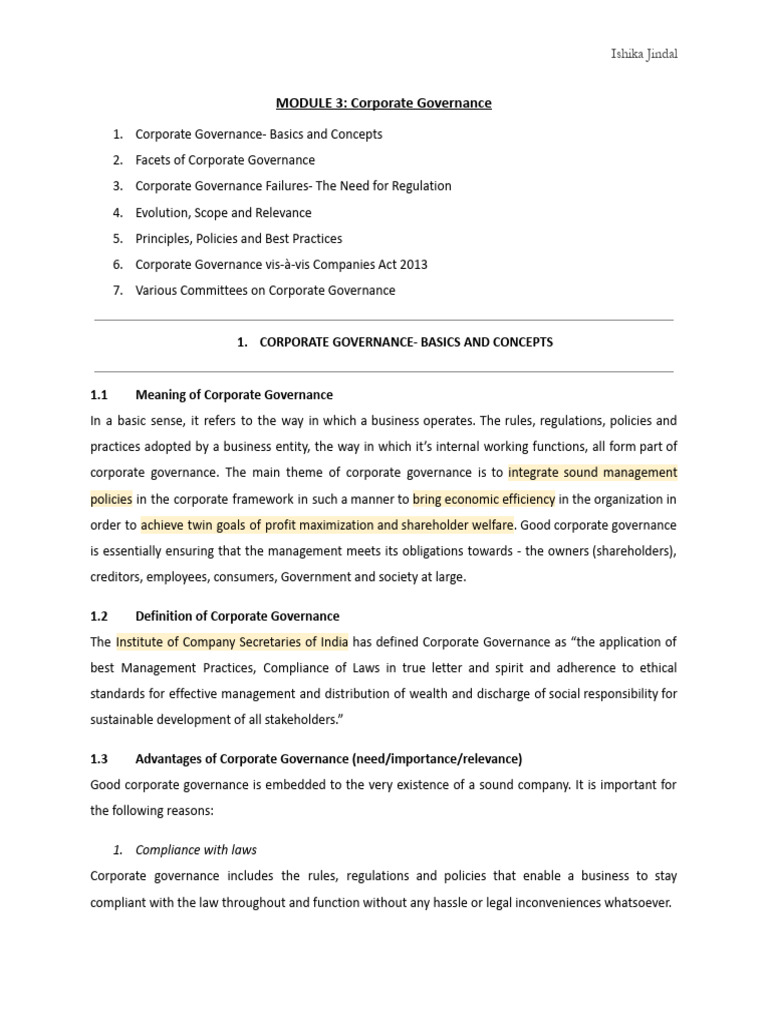 Corp Notes 1 | PDF | Corporate Governance | Enron