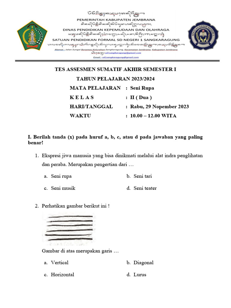 Sumatif Akhir Semester 1 Seni Rupa | PDF | Seni & Disiplin Bahasa | Seni