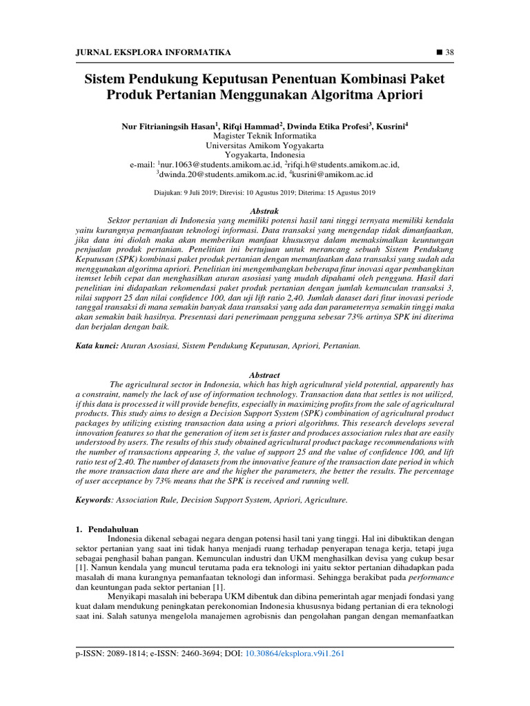 Sistem Pendukung Keputusan Penentuan Kombinasi Paket Produk Pertanian ...