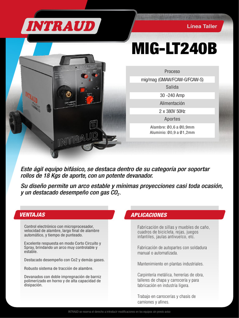 Mig LT240 B | Descargar gratis PDF | Soldadura | Construcción