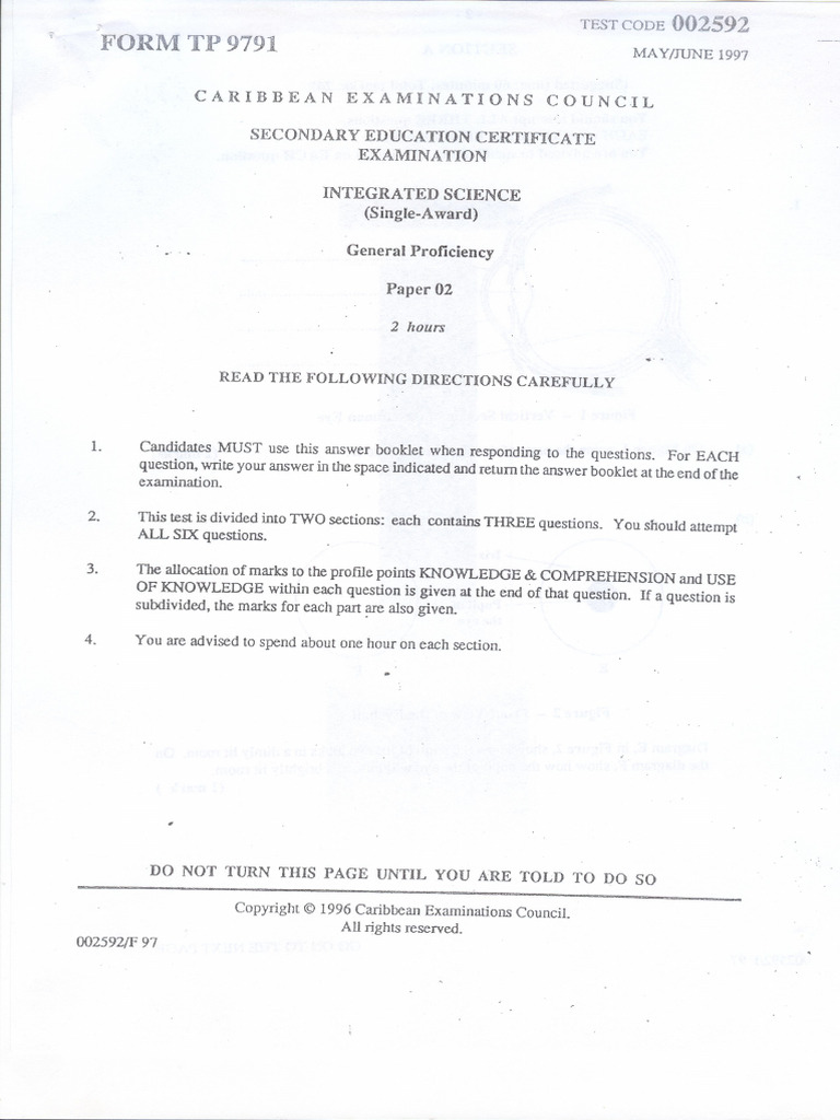 CSEC Integrated Science 1997 Paper 2 | PDF