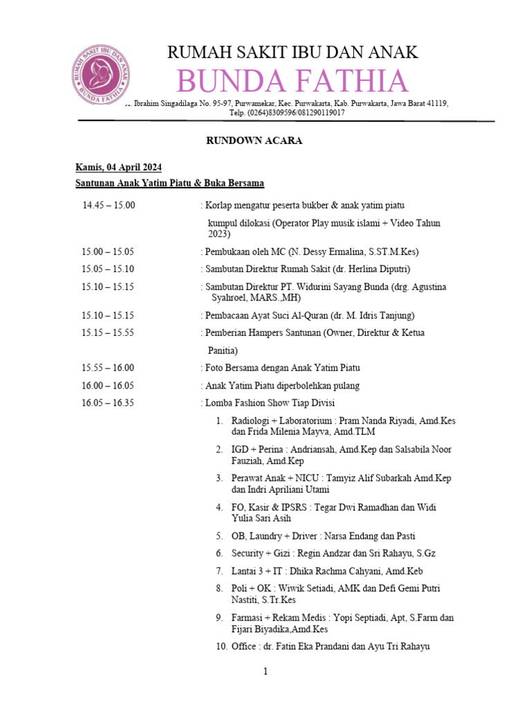 RUNDOWN BUKBER 2024 | PDF