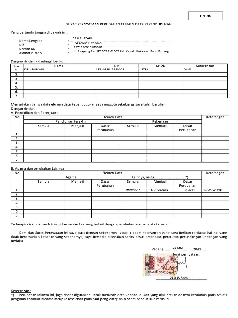 0003 - Penerbitan KK Baru Karena Perubahan Data | PDF