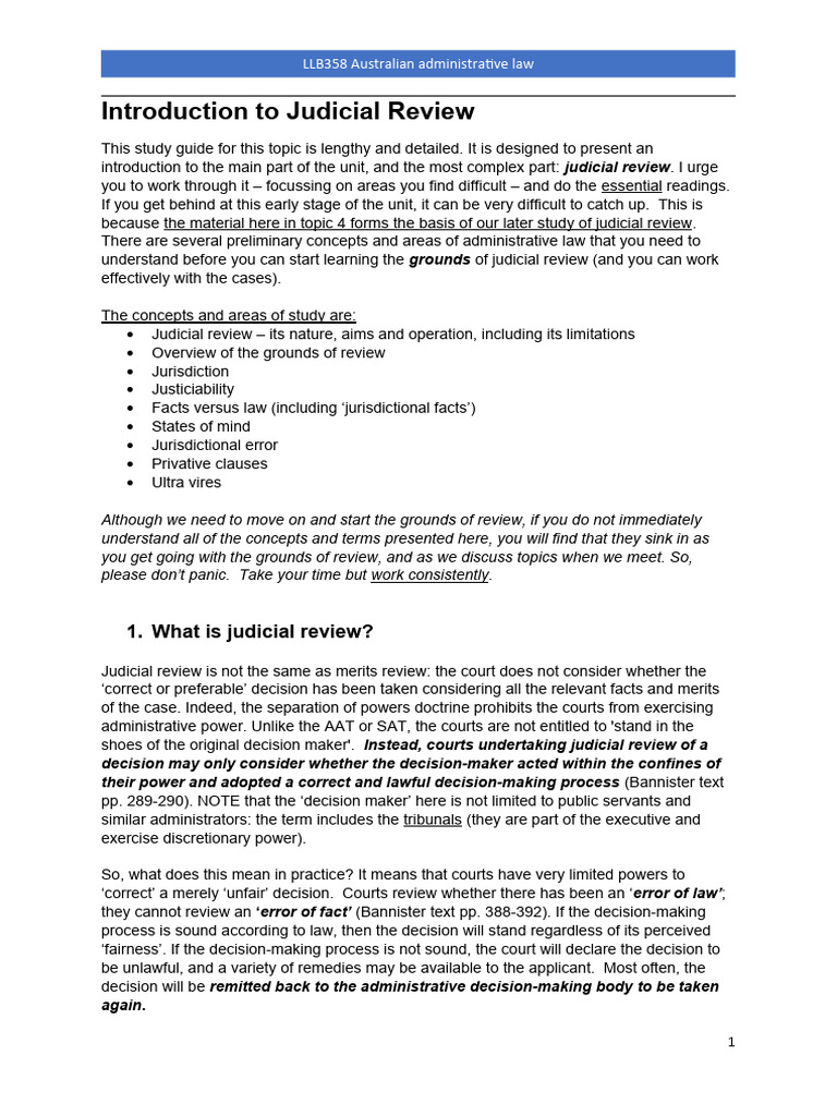 Topic 4 Introduction To Judicial Review | PDF | Administrative Law | Judicial Review