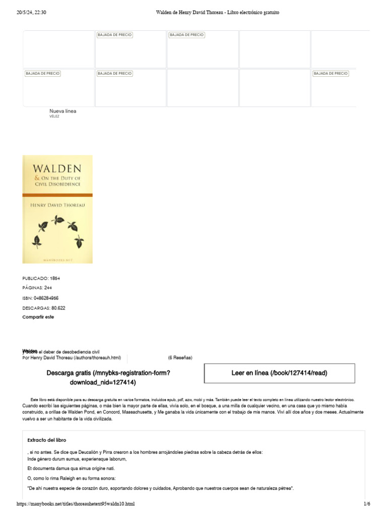 Walden de Thoreau - Descarga Gratis PDF | PDF | Walden | Henry David ...