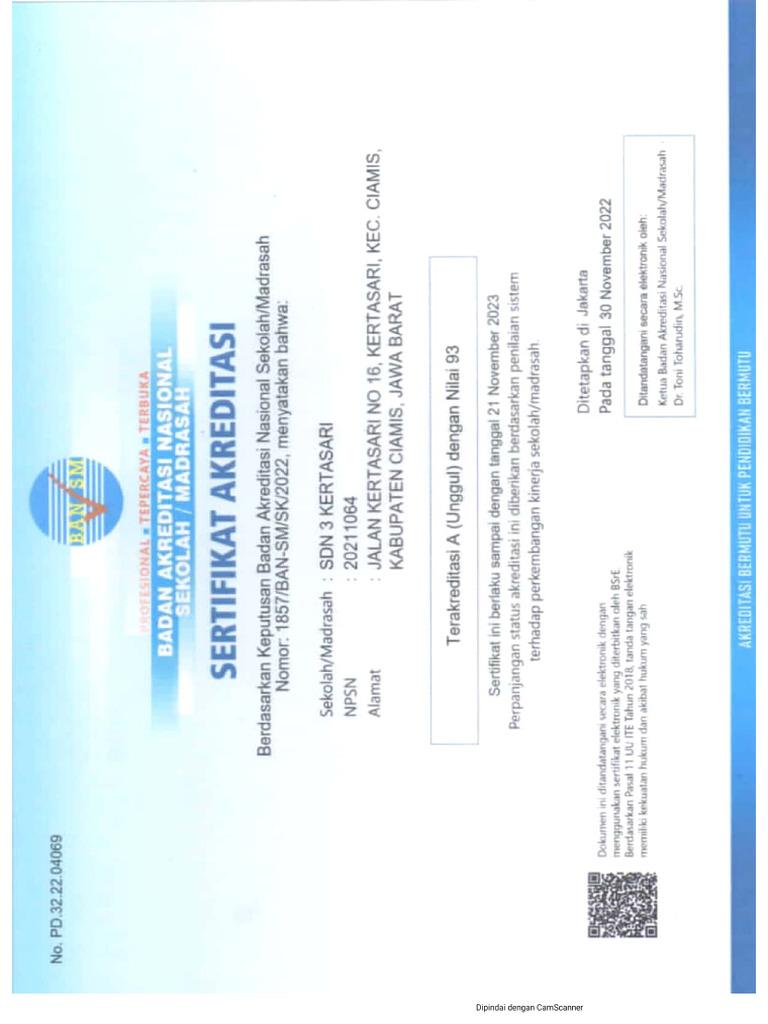 SERTIFIKAT AKREDITASI 2022 | PDF