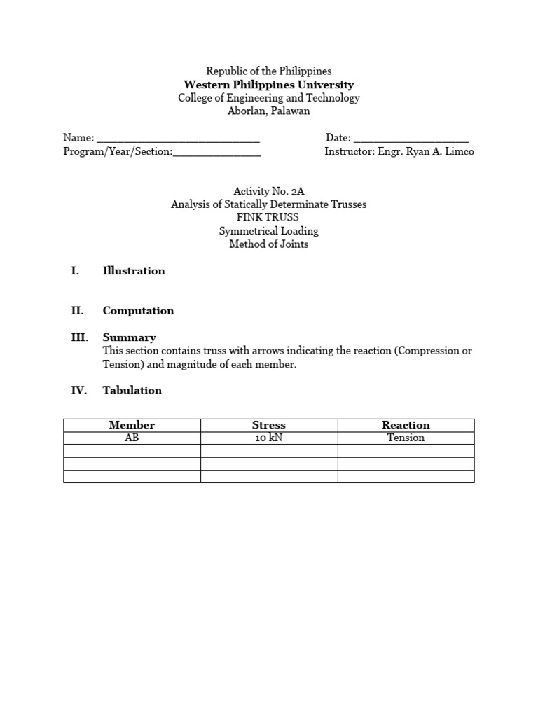 Format For Activity in Chapter 3 | PDF | Truss | Stress (Mechanics)
