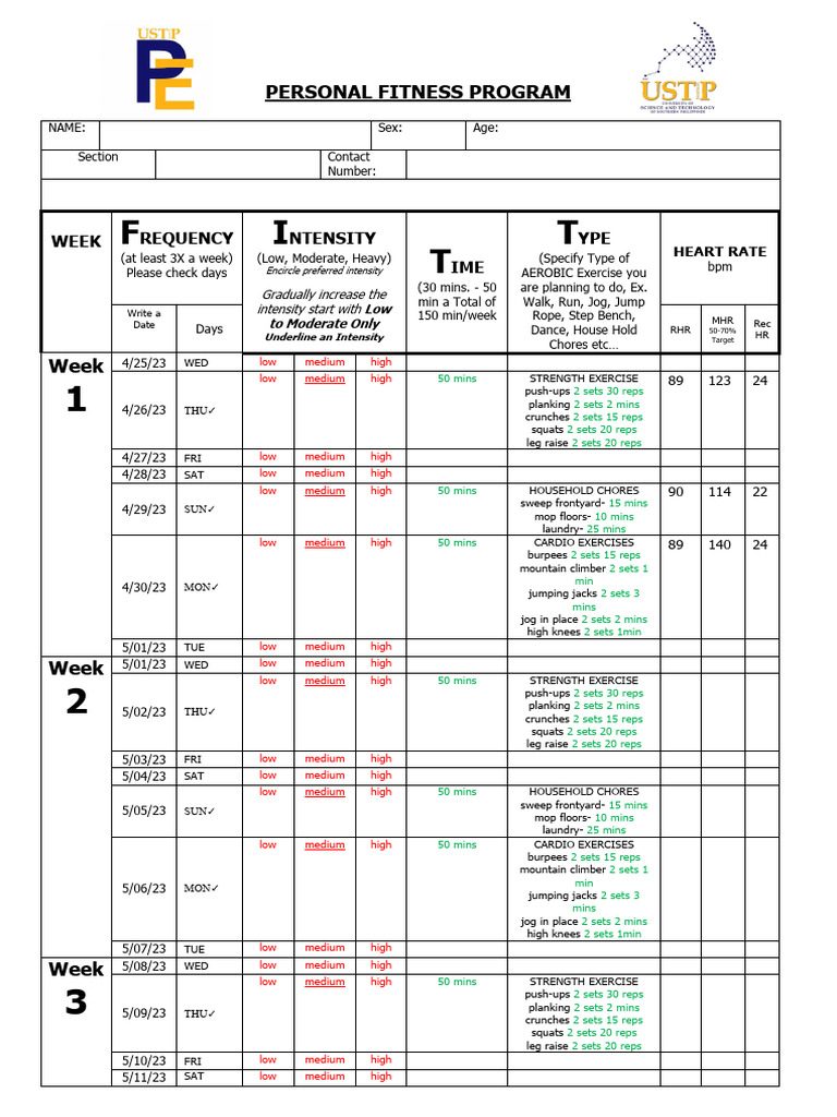 Sara Program | PDF | Aerobic Exercise | Weight Training