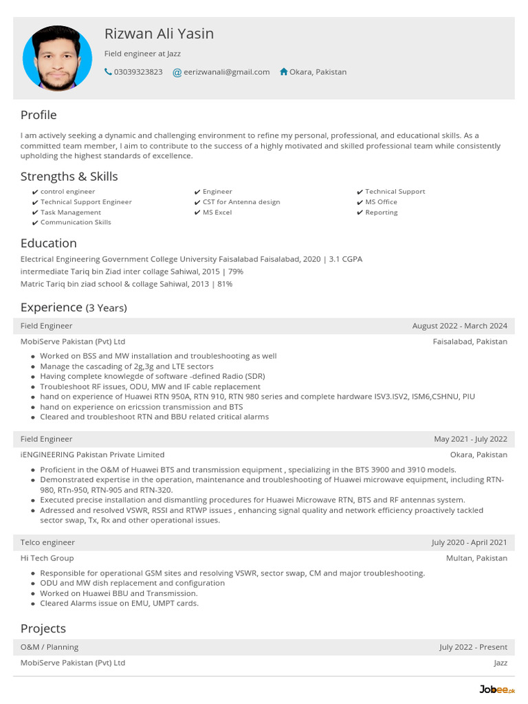 Rizwan Ali Yasin Resume | PDF | Telecommunications Engineering | Wireless