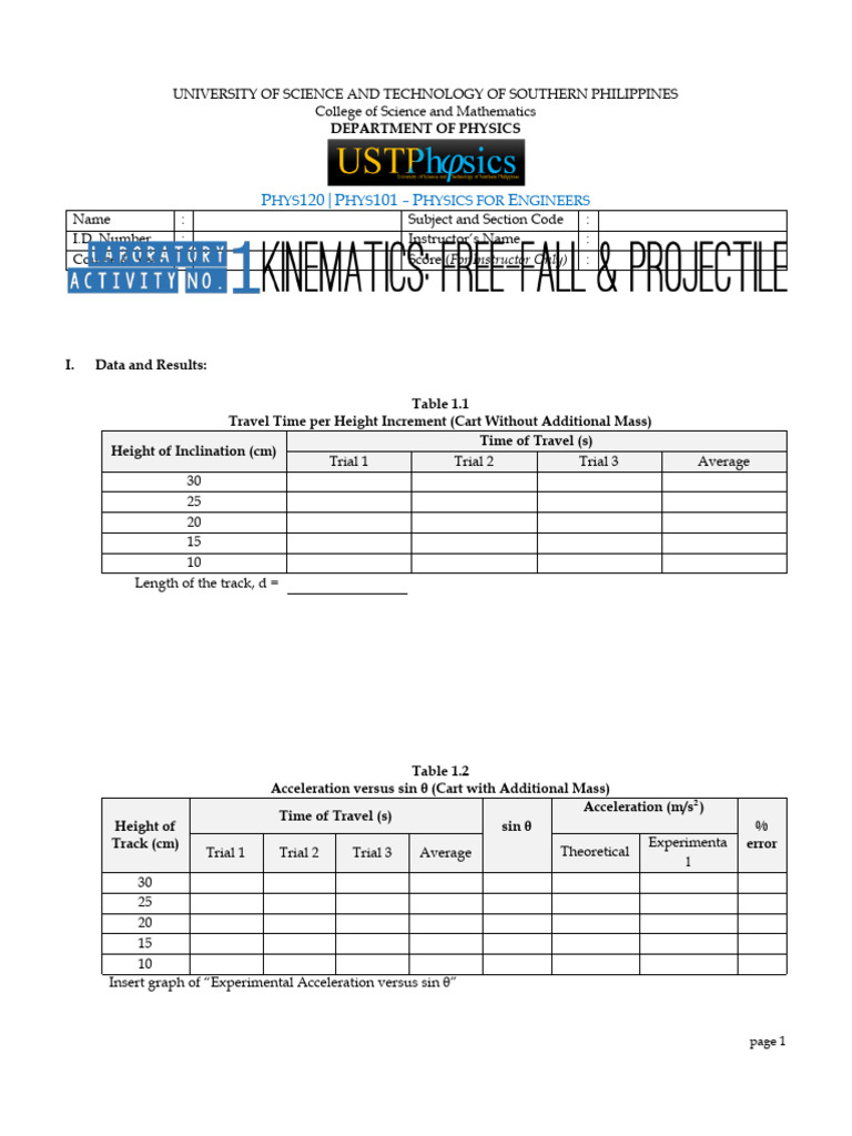 Lab Activity Sheet No. 1 | Download Free PDF | Mechanics | Physical ...